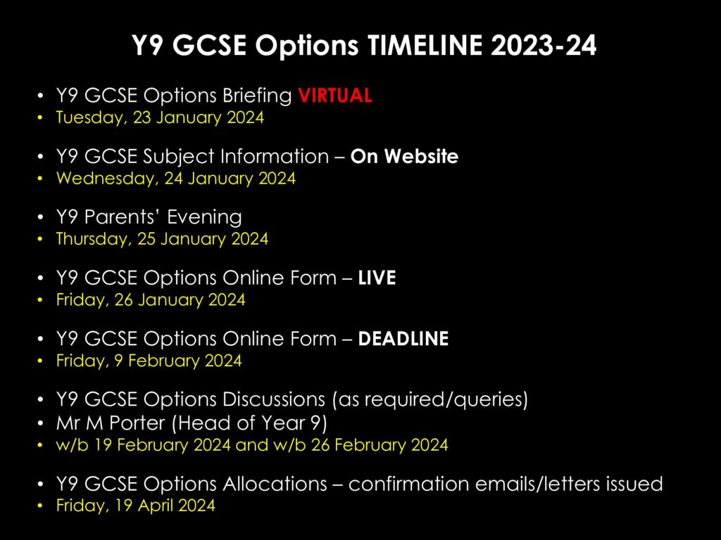 Year 9 Options – Fairfax Academy