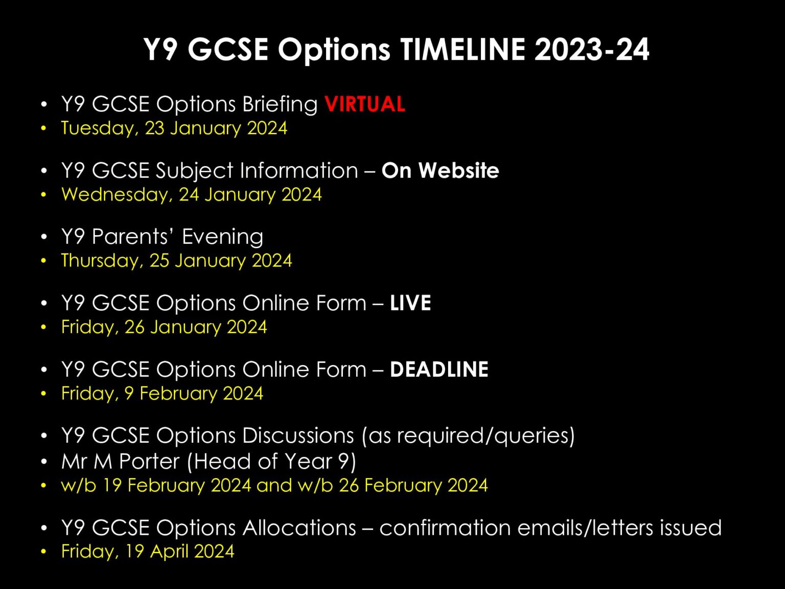 Year 9 Options – Fairfax Academy